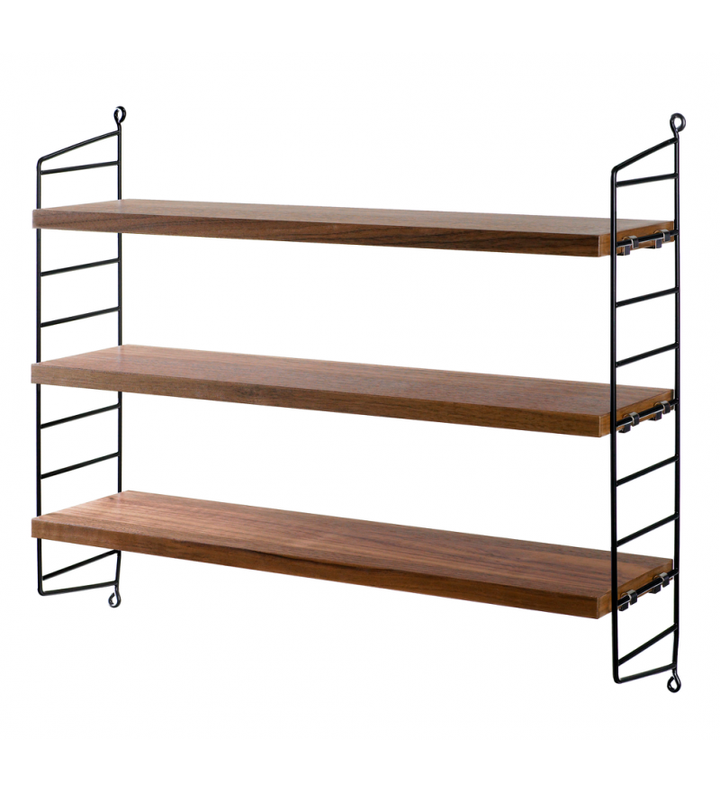 Regał String® Pocket String Furniture- orzech włoski/ czarny - Pufa Design